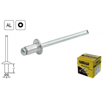 RIVET ALUMINIUM 4X16 MM - Teg